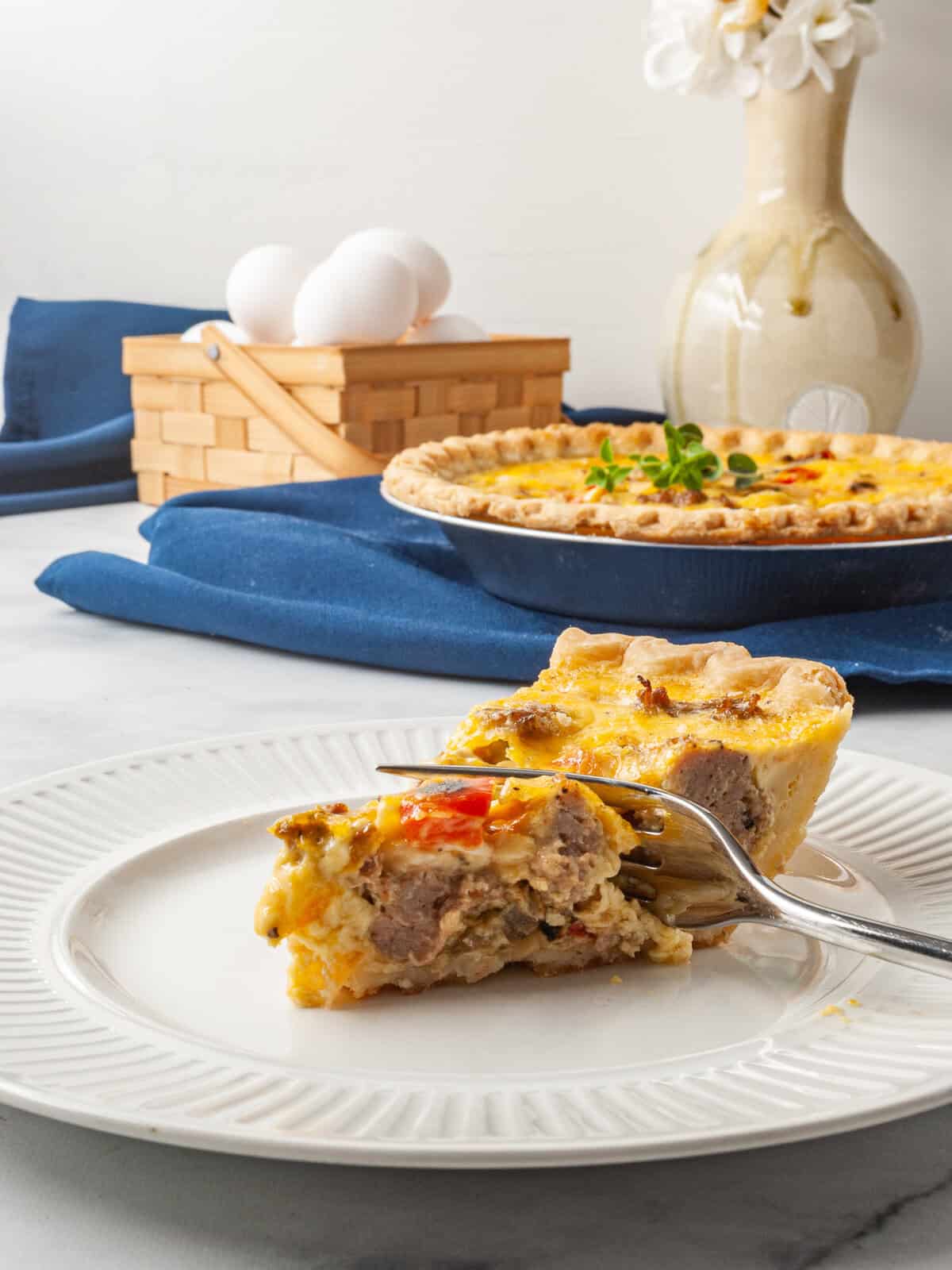 Lazy Quiche with Sausage, Onions, and Peppers - Balancing Bowls