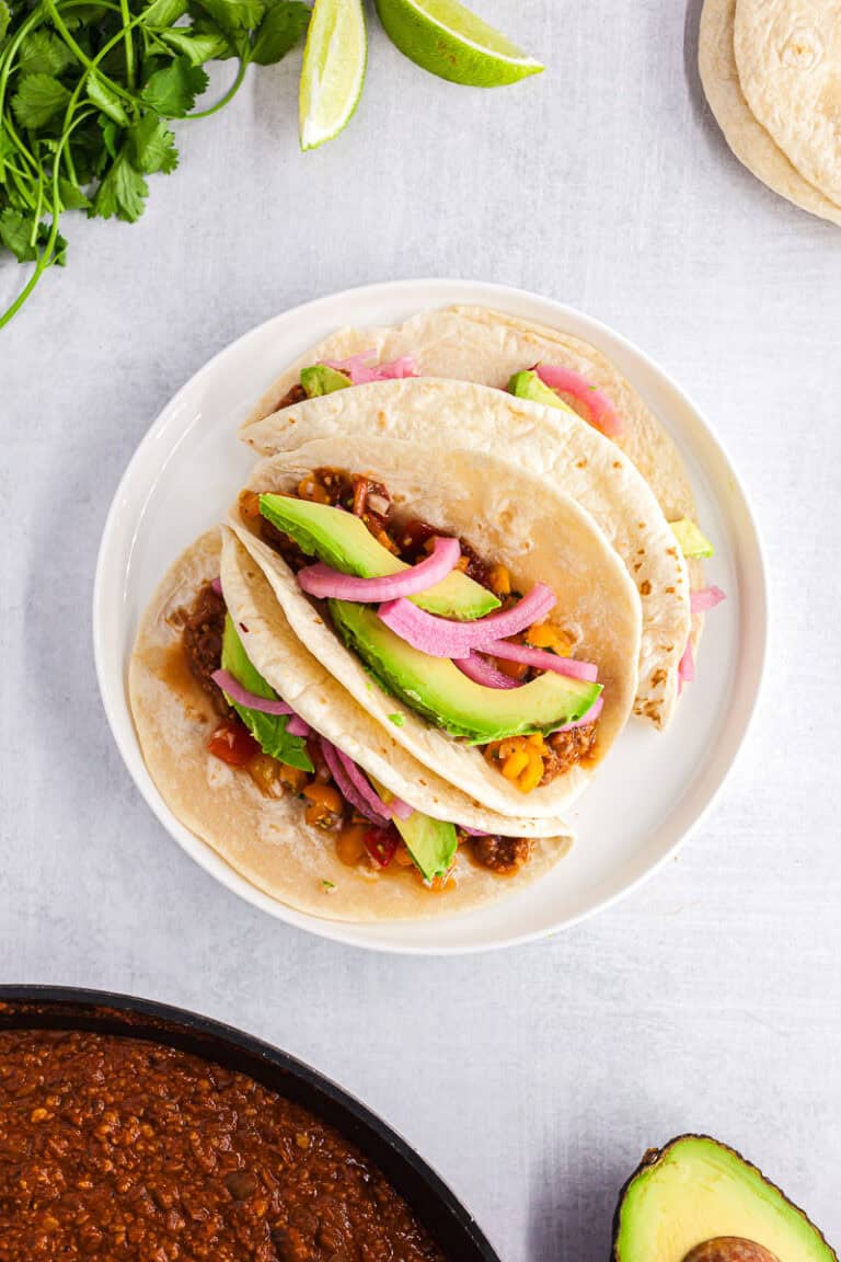 Lentil Tacos (Easy Vegan Green Tacos) - Balancing Bowls