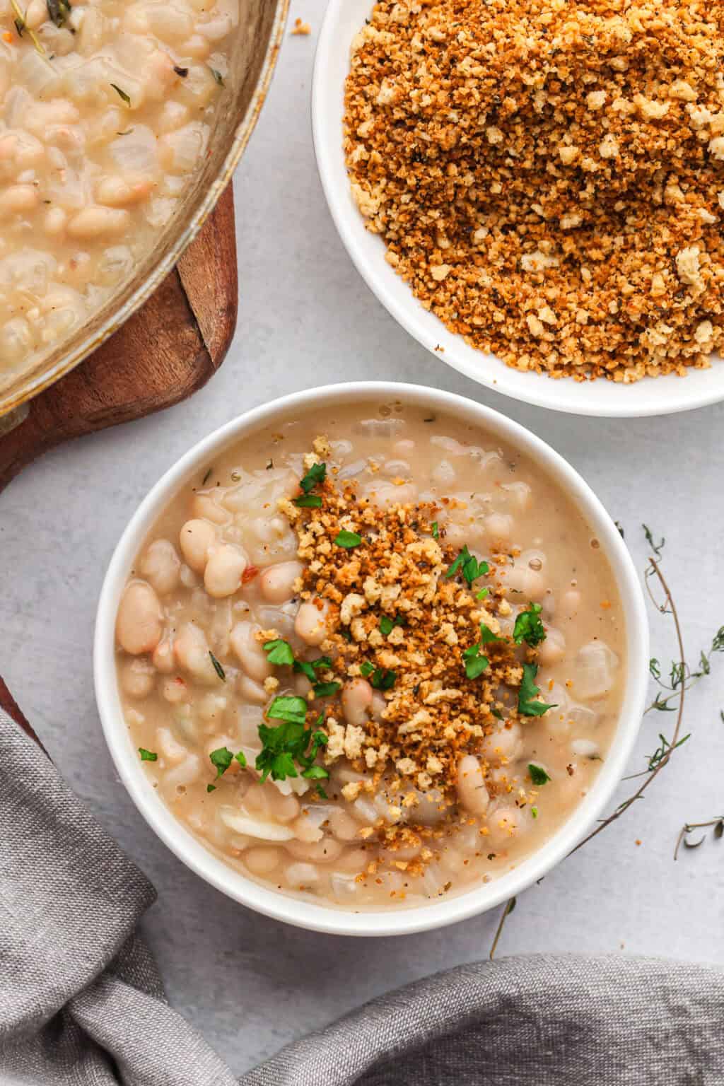 Creamy White Beans with Toasted Breadcrumbs - Balancing Bowls
